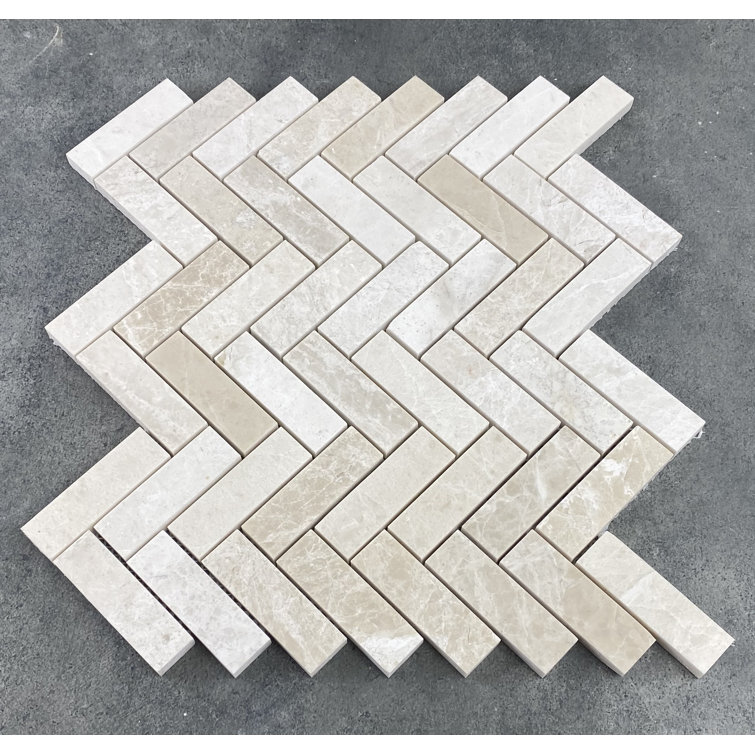 Miletos Stone Collection Vanilla Beige Herringbone - Wayfair Canada